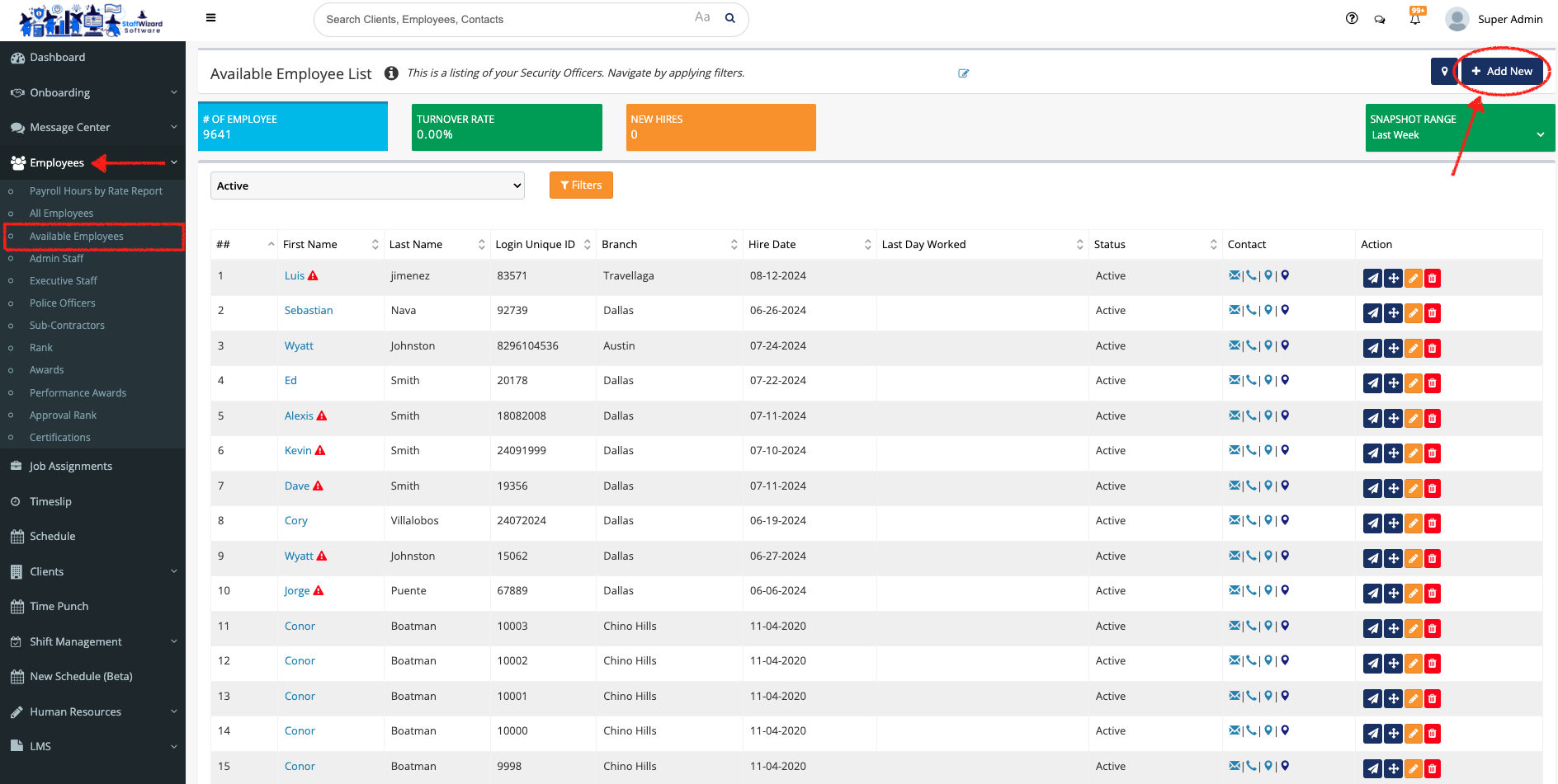 Adding a New Employee