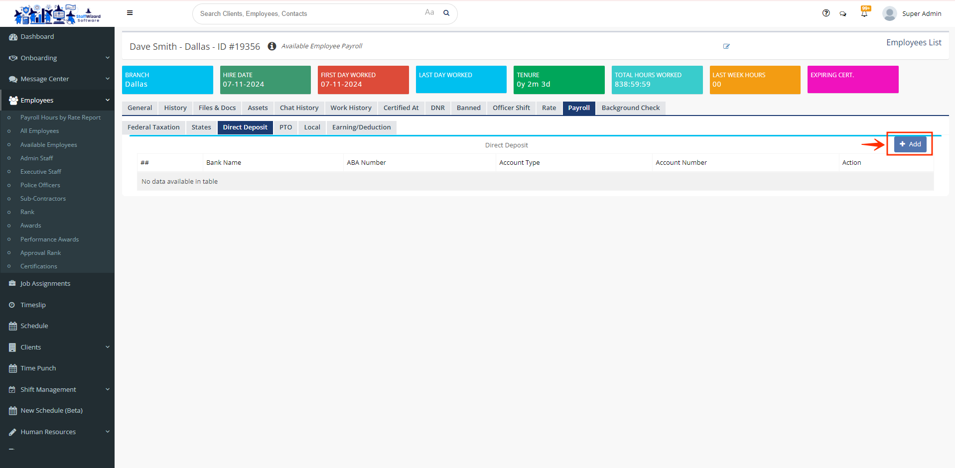 Setting up Rapid! Pay Card for an Employee
