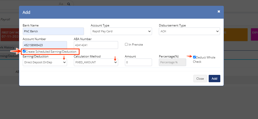 Setting up Rapid! Pay Card for an Employee