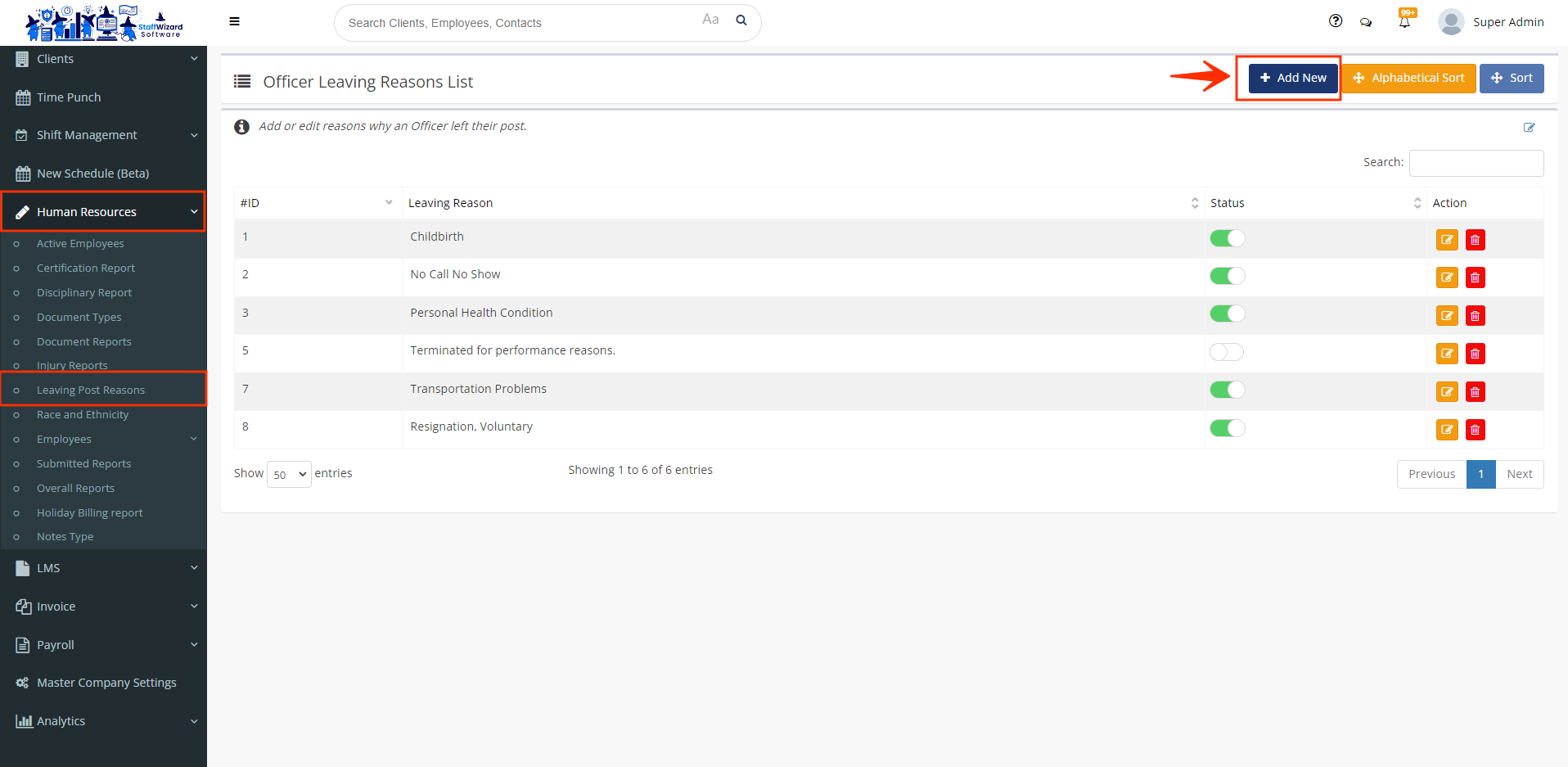How to edit/add new reasons for leaving in the PCF(Personnel Change Forms)