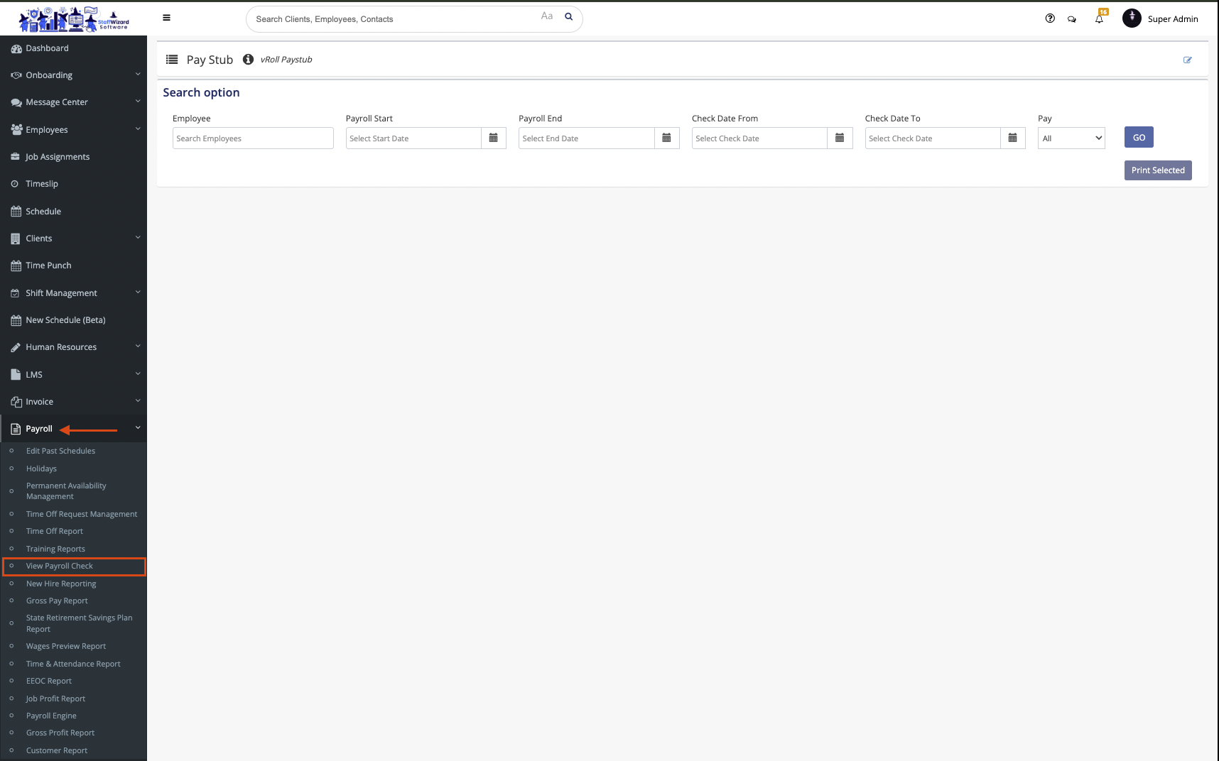 How to view and download an employee's pay stub