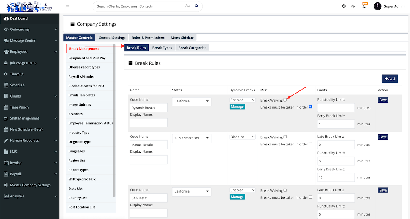 How to configure a Break Category